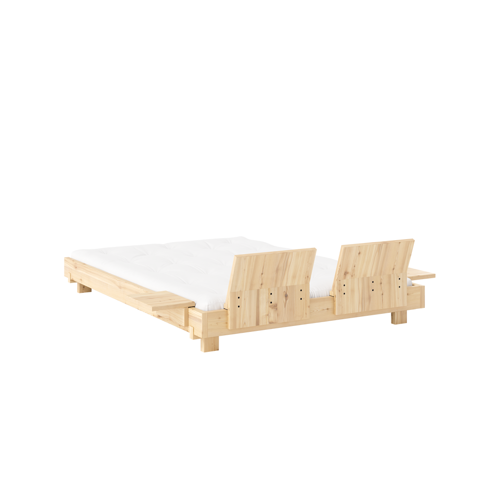 SOCIAL BED CLEAR LACQUERED 140 X 200 W. 2 PCS BACK RESTS AND 2 PCS SIDE ...